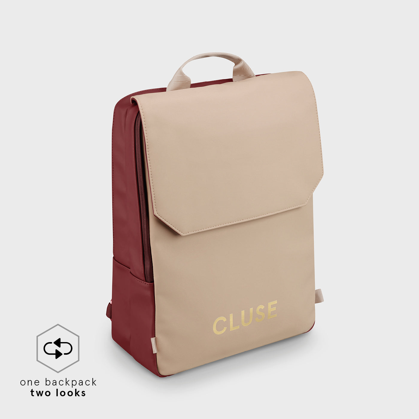 CLUSE Le Réversible Backpack CX03507 Bordeaux/Beige - Official CLUSE Store