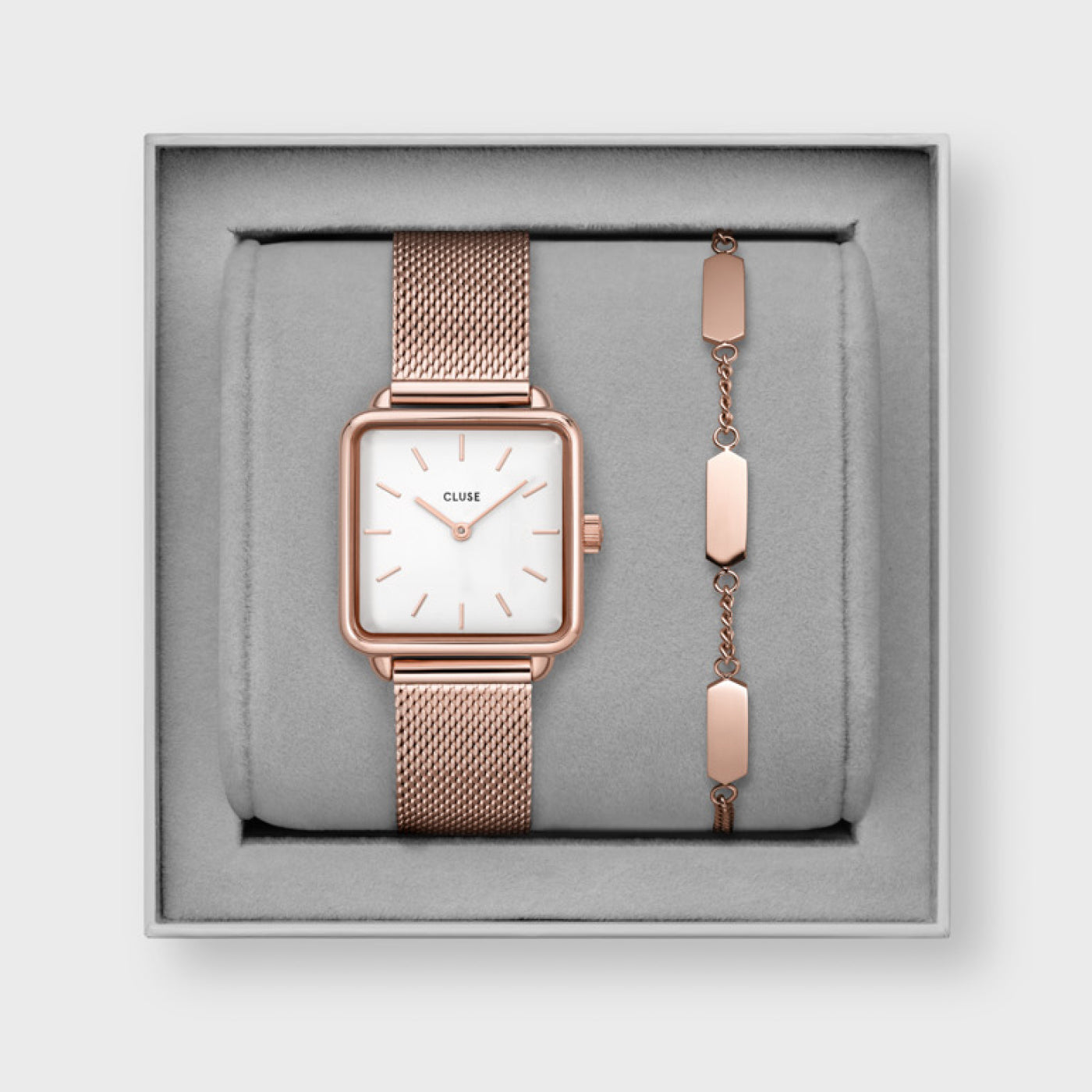 CLUSE La Tétragone Gift box CG10314 White/Rose Gold, Square - Official ...