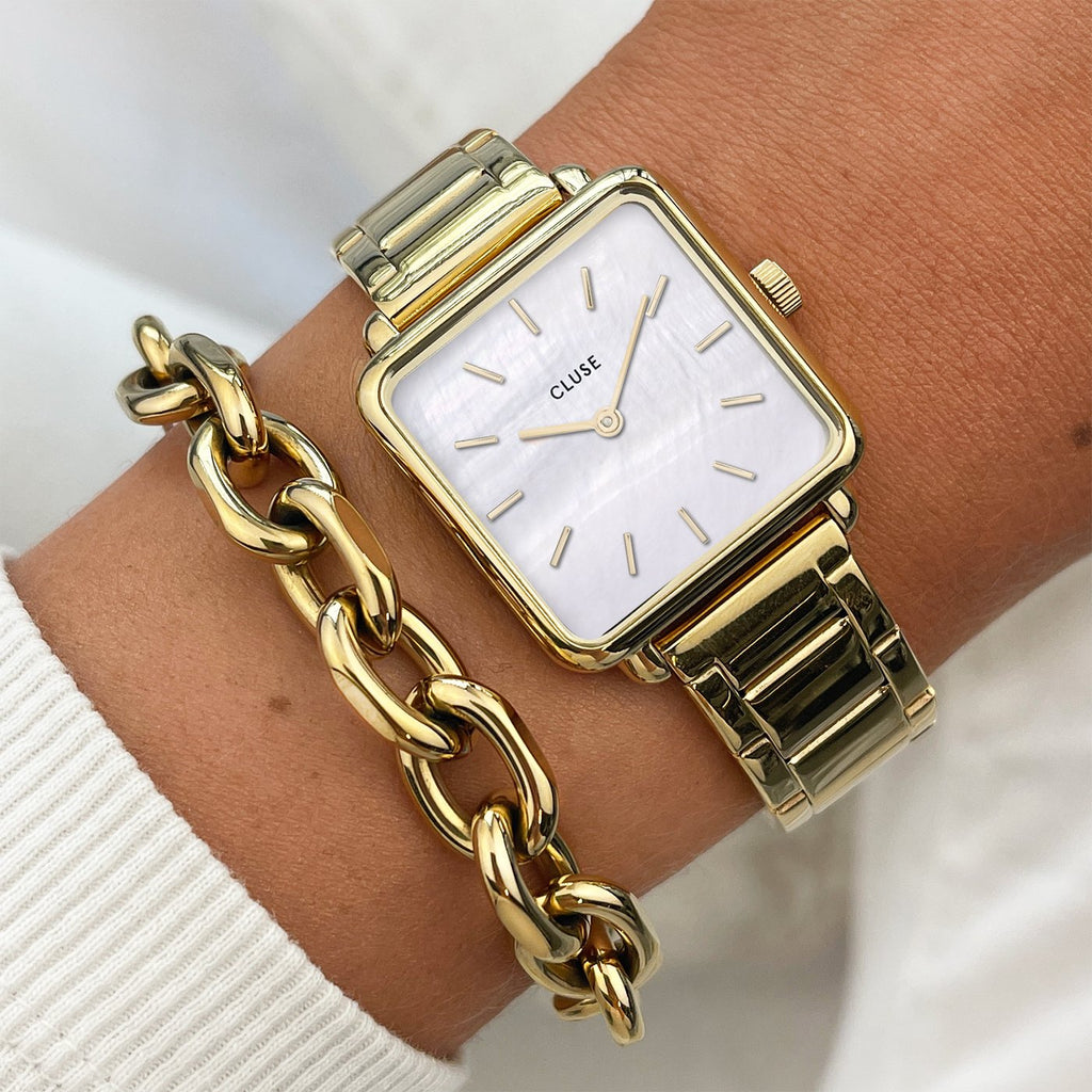 CLUSE La Tétragone Watch CL60026S Gold/Mother of Pearl, Square ...